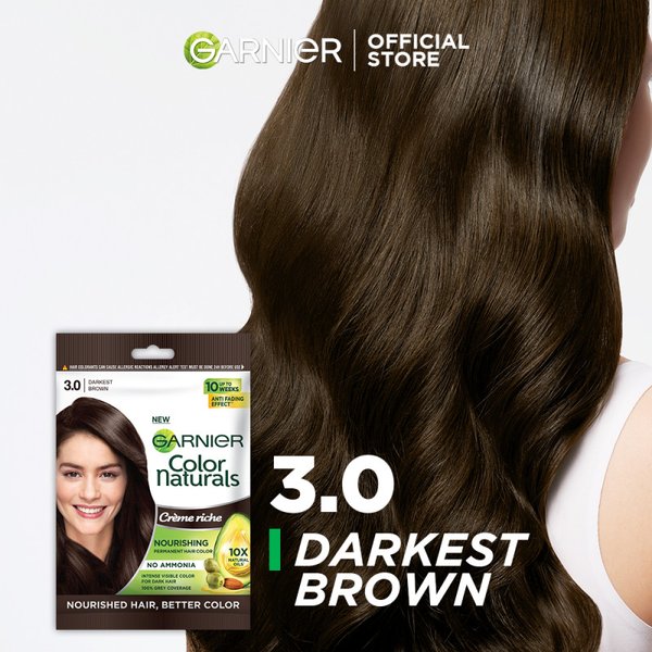 Color Naturals 3 Darkest Brown Haircolor Sachet 30ML | Garnier