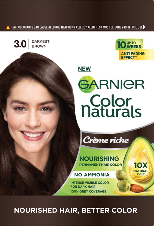 Color Naturals 3 Darkest Brown Haircolor Sachet 30ML | Garnier