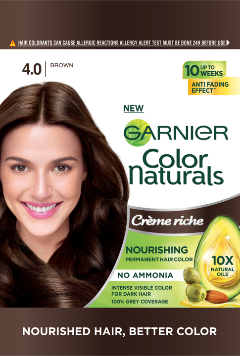 Color Naturals 4 Brown Haircolor Sachet 30ML - Rich Shade | Garnier