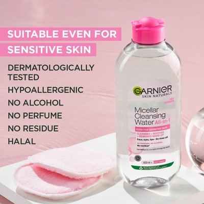 Micellar Water Pink 400ML Bundle for Sensitive Skin | Garnier